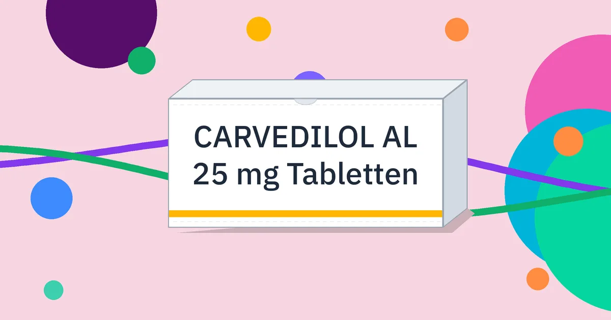 Symbolbild: Packung mit der Aufschrift CARVEDILOL AL 25 mg Tabletten (PZN 00316217) – Verfügbarkeit und Bezug in Apotheken in Frankfurt am Main