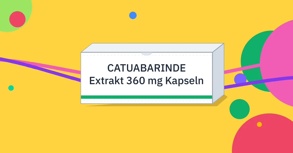 Symbolbild: Packung mit der Aufschrift CATUABARINDE Extrakt 360 mg Kapseln (PZN 19680173) – Verfügbarkeit und Bezug in Apotheken in Frankfurt am Main