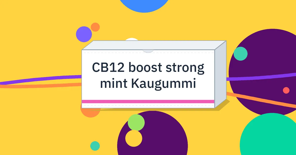 Symbolbild: Packung mit der Aufschrift CB12 boost strong mint Kaugummi (PZN 17442127) – Verfügbarkeit und Bezug in Apotheken in Frankfurt am Main