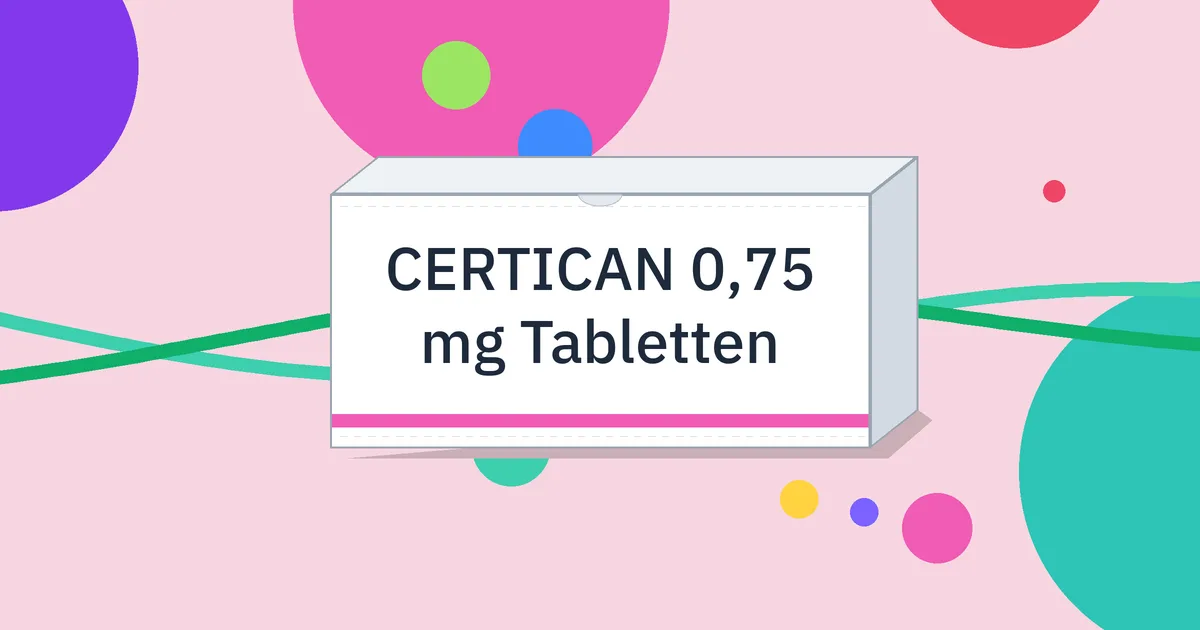Symbolbild: Packung mit der Aufschrift CERTICAN 0,75 mg Tabletten (PZN 02330954) – Verfügbarkeit und Bezug in Apotheken in Frankfurt am Main
