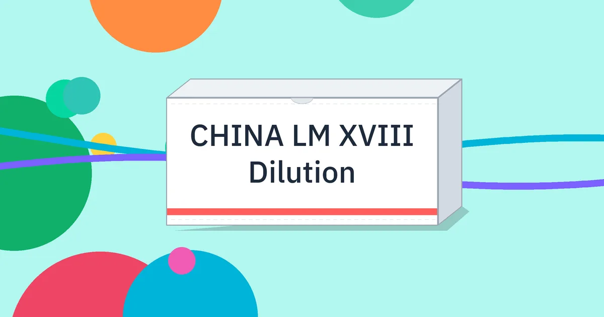 Symbolbild: Packung mit der Aufschrift CHINA LM XVIII Dilution (PZN 02668104) – Verfügbarkeit und Bezug in Apotheken in Frankfurt am Main