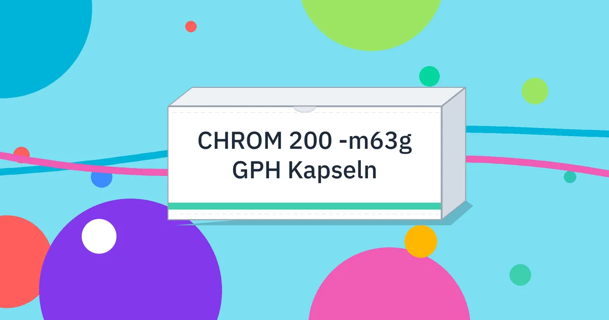 Symbolbild: Packung mit der Aufschrift CHROM 200 -m63g GPH Kapseln (PZN 17993198) – Verfügbarkeit und Bezug in Apotheken in Frankfurt am Main