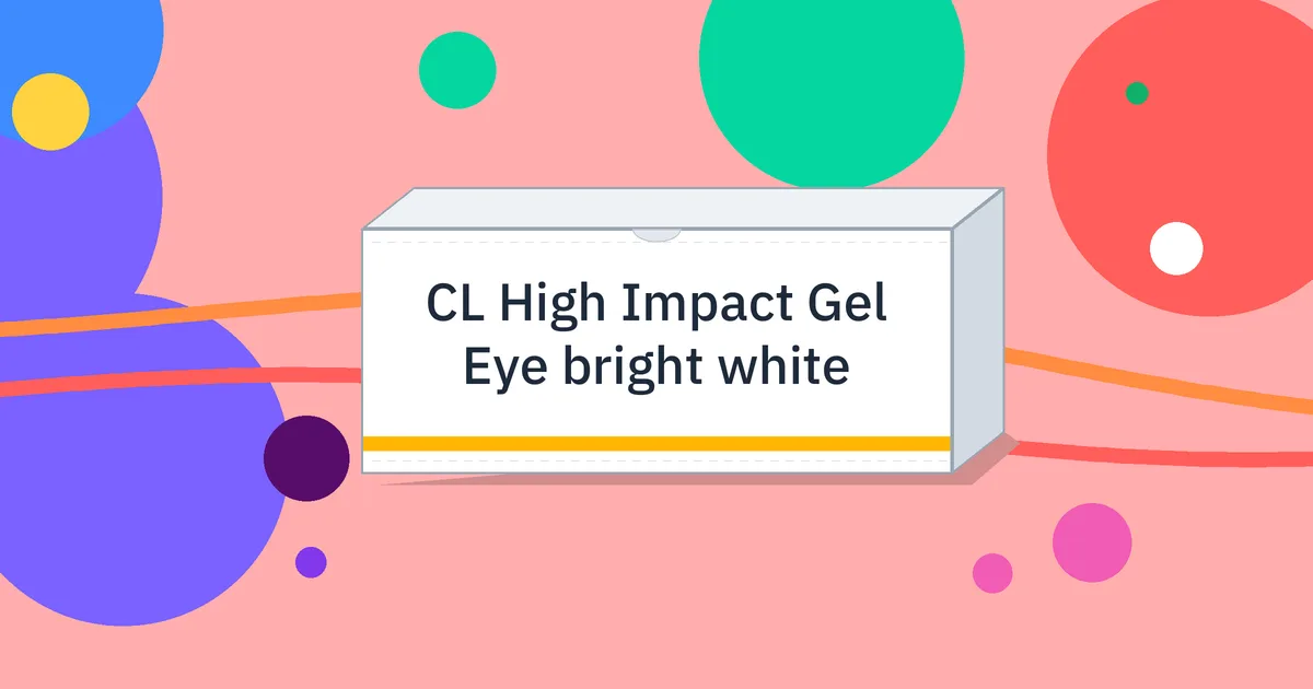 Symbolbild: Packung mit der Aufschrift CL High Impact Gel Eye bright white (PZN 20028696) – Verfügbarkeit und Bezug in Apotheken in Frankfurt am Main
