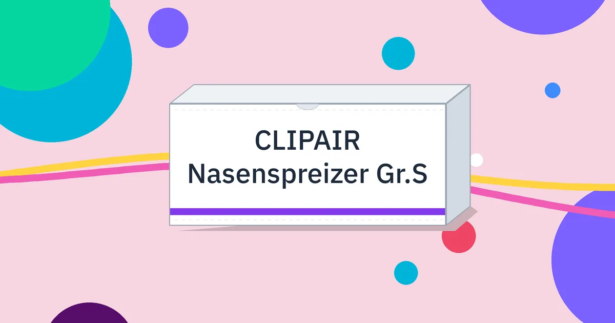 Symbolbild: Packung mit der Aufschrift CLIPAIR Nasenspreizer Gr.S (PZN 11083549) – Verfügbarkeit und Bezug in Apotheken in Frankfurt am Main