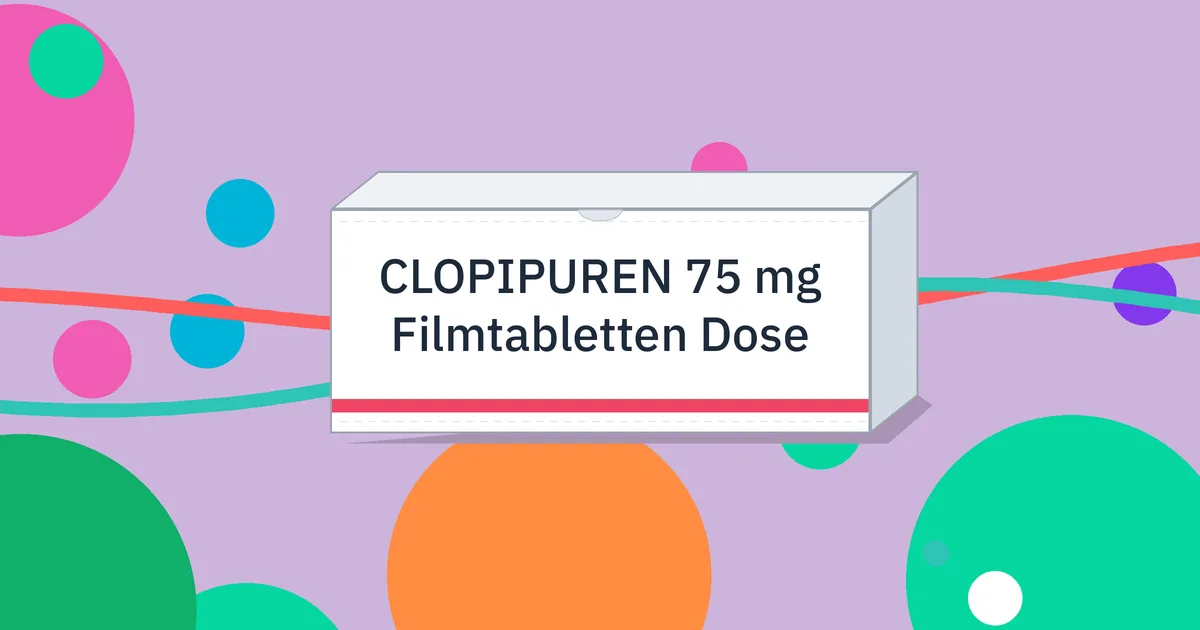 Symbolbild: Packung mit der Aufschrift CLOPIPUREN 75 mg Filmtabletten Dose (PZN 12893842) – Verfügbarkeit und Bezug in Apotheken in Frankfurt am Main