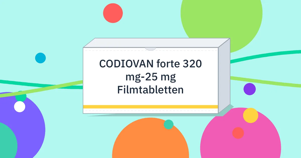 Symbolbild: Packung mit der Aufschrift CODIOVAN forte 320 mg-25 mg Filmtabletten (PZN 11367933) – Verfügbarkeit und Bezug in Apotheken in Frankfurt am Main