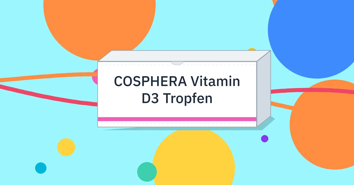 Symbolbild: Packung mit der Aufschrift COSPHERA Vitamin D3 Tropfen (PZN 16242596) – Verfügbarkeit und Bezug in Apotheken in Frankfurt am Main