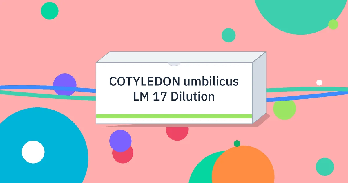 Symbolbild: Packung mit der Aufschrift COTYLEDON umbilicus LM 17 Dilution (PZN 13455877) – Verfügbarkeit und Bezug in Apotheken in Frankfurt am Main