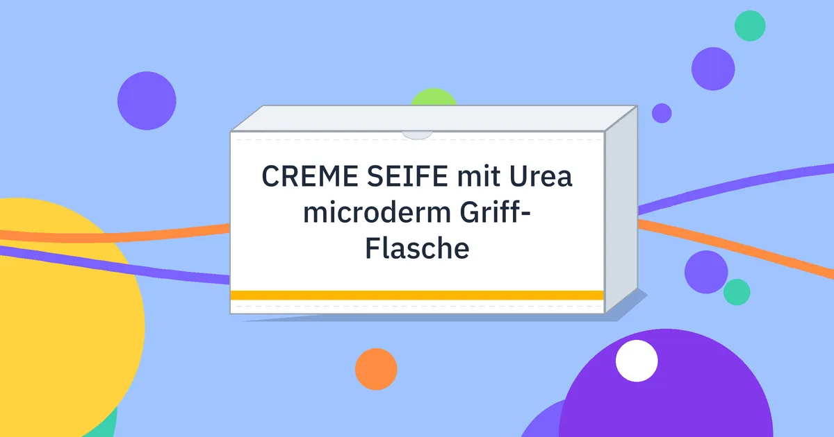 Symbolbild: Packung mit der Aufschrift CREME SEIFE mit Urea microderm Griff-Flasche (PZN 17945199) – Verfügbarkeit und Bezug in Apotheken in Frankfurt am Main