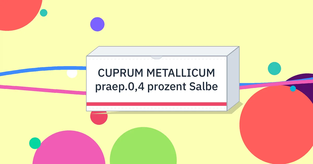 Symbolbild: Packung mit der Aufschrift CUPRUM METALLICUM praep.0,4 prozent Salbe (PZN 03643253) – Verfügbarkeit und Bezug in Apotheken in Frankfurt am Main