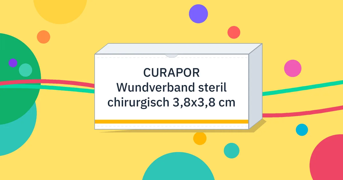 Symbolbild: Packung mit der Aufschrift CURAPOR Wundverband steril chirurgisch 3,8x3,8 cm (PZN 20741017) – Verfügbarkeit und Bezug in Apotheken in Frankfurt am Main