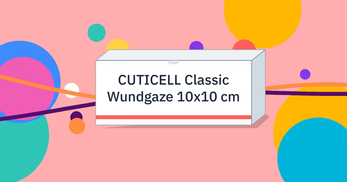 Symbolbild: Packung mit der Aufschrift CUTICELL Classic Wundgaze 10x10 cm (PZN 18736635) – Verfügbarkeit und Bezug in Apotheken in Frankfurt am Main