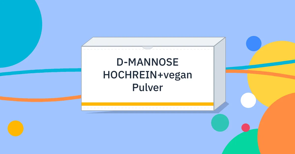 Symbolbild: Packung mit der Aufschrift D-MANNOSE HOCHREIN+vegan Pulver (PZN 19764326) – Verfügbarkeit und Bezug in Apotheken in Frankfurt am Main
