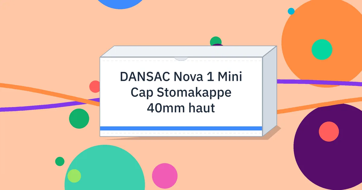 Symbolbild: Packung mit der Aufschrift DANSAC Nova 1 Mini Cap Stomakappe 40mm haut (PZN 01985357) – Verfügbarkeit und Bezug in Apotheken in Frankfurt am Main