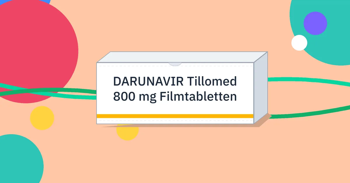 Symbolbild: Packung mit der Aufschrift DARUNAVIR Tillomed 800 mg Filmtabletten (PZN 16389477) – Verfügbarkeit und Bezug in Apotheken in Frankfurt am Main