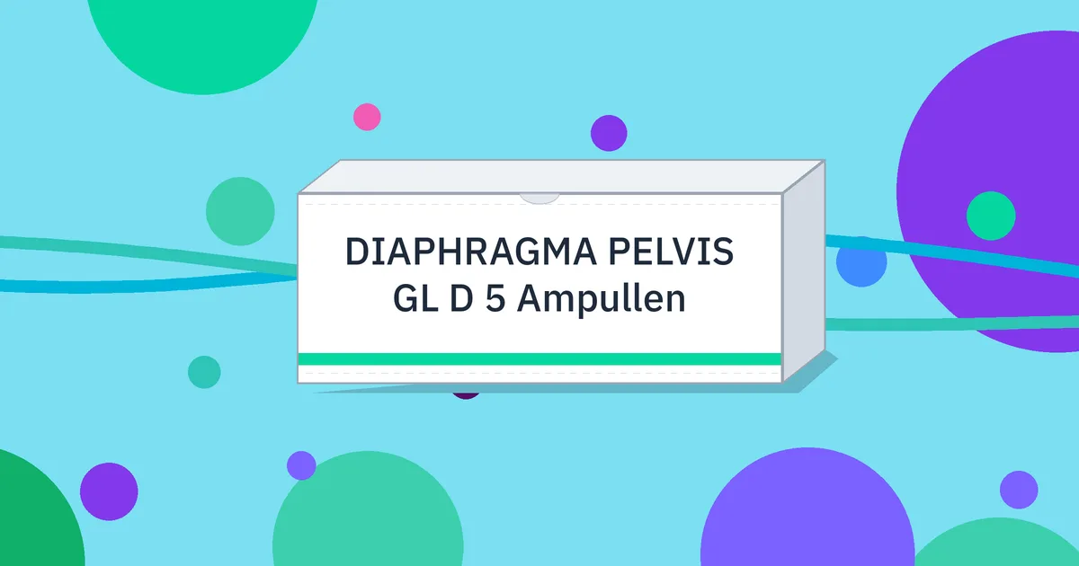 Symbolbild: Packung mit der Aufschrift DIAPHRAGMA PELVIS GL D 5 Ampullen (PZN 02916996) – Verfügbarkeit und Bezug in Apotheken in Frankfurt am Main