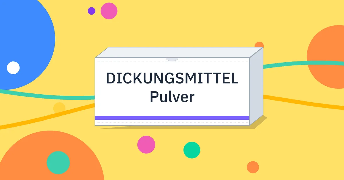 Symbolbild: Packung mit der Aufschrift DICKUNGSMITTEL Pulver (PZN 15199846) – Verfügbarkeit und Bezug in Apotheken in Frankfurt am Main