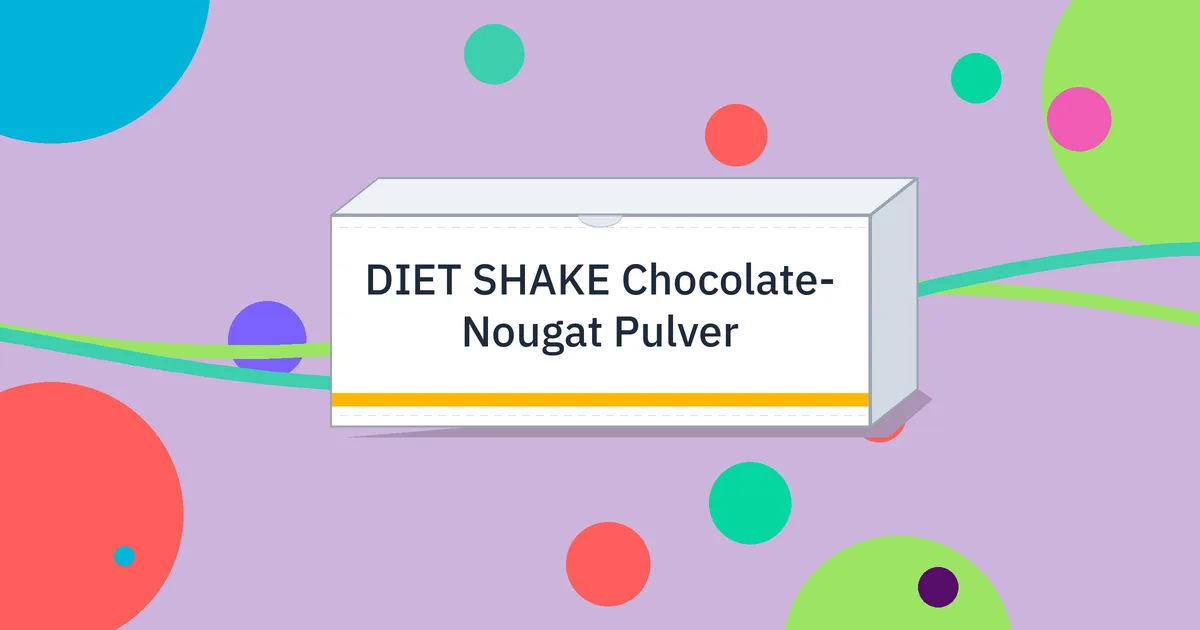 Symbolbild: Packung mit der Aufschrift DIET SHAKE Chocolate-Nougat Pulver (PZN 10527524) – Verfügbarkeit und Bezug in Apotheken in Frankfurt am Main