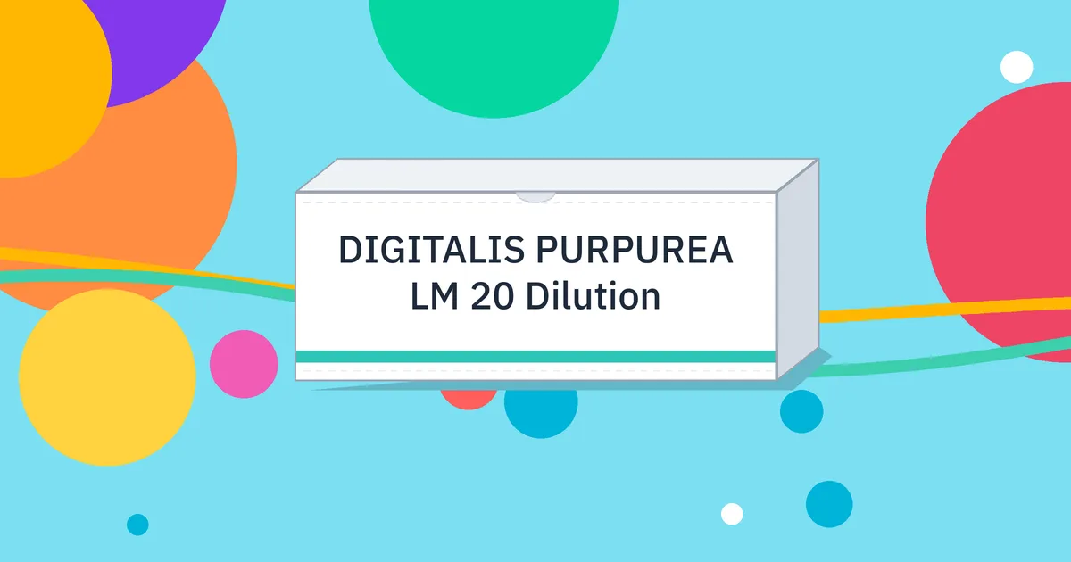 Symbolbild: Packung mit der Aufschrift DIGITALIS PURPUREA LM 20 Dilution (PZN 12842299) – Verfügbarkeit und Bezug in Apotheken in Frankfurt am Main