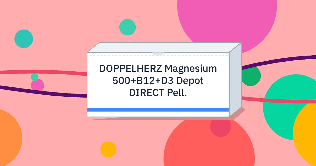 Symbolbild: Packung mit der Aufschrift DOPPELHERZ Magnesium 500+B12+D3 Depot DIRECT Pell. (PZN 18390645) – Verfügbarkeit und Bezug in Apotheken in Frankfurt am Main