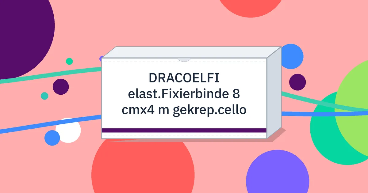 Symbolbild: Packung mit der Aufschrift DRACOELFI elast.Fixierbinde 8 cmx4 m gekrep.cello (PZN 00736190) – Verfügbarkeit und Bezug in Apotheken in Frankfurt am Main