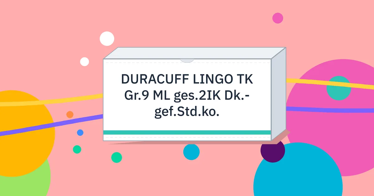 Symbolbild: Packung mit der Aufschrift DURACUFF LINGO TK Gr.9 ML ges.2IK Dk.-gef.Std.ko. (PZN 04961179) – Verfügbarkeit und Bezug in Apotheken in Frankfurt am Main