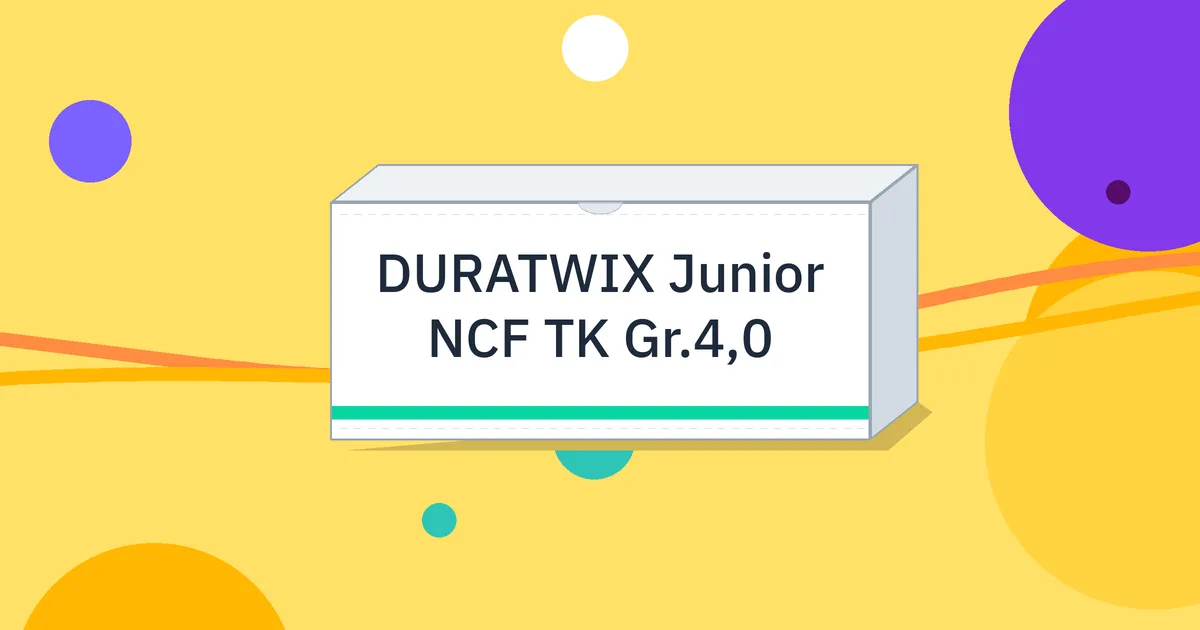 Symbolbild: Packung mit der Aufschrift DURATWIX Junior NCF TK Gr.4,0 (PZN 17156628) – Verfügbarkeit und Bezug in Apotheken in Frankfurt am Main