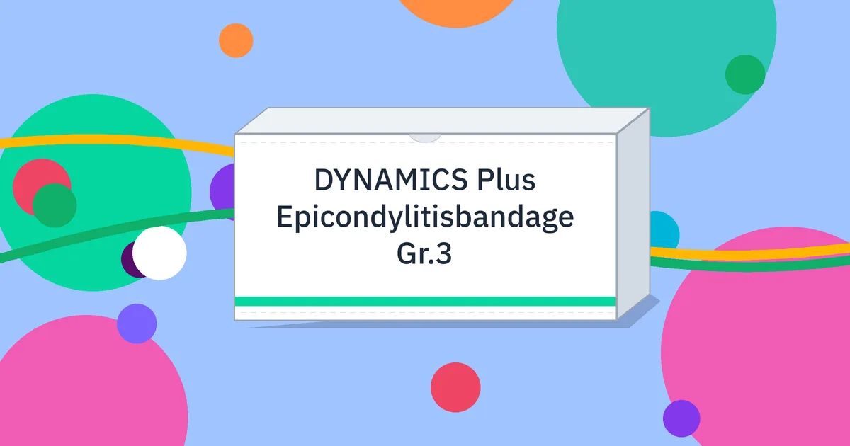 Symbolbild: Packung mit der Aufschrift DYNAMICS Plus Epicondylitisbandage Gr.3 (PZN 12475694) – Verfügbarkeit und Bezug in Apotheken in Frankfurt am Main