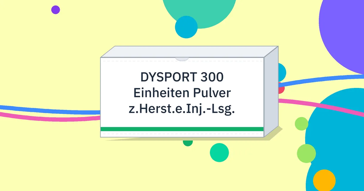 Symbolbild: Packung mit der Aufschrift DYSPORT 300 Einheiten Pulver z.Herst.e.Inj.-Lsg. (PZN 10298236) – Verfügbarkeit und Bezug in Apotheken in Frankfurt am Main