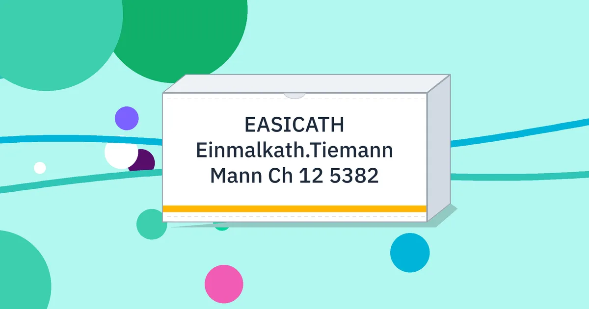 Symbolbild: Packung mit der Aufschrift EASICATH Einmalkath.Tiemann Mann Ch 12 5382 (PZN 00598635) – Verfügbarkeit und Bezug in Apotheken in Frankfurt am Main