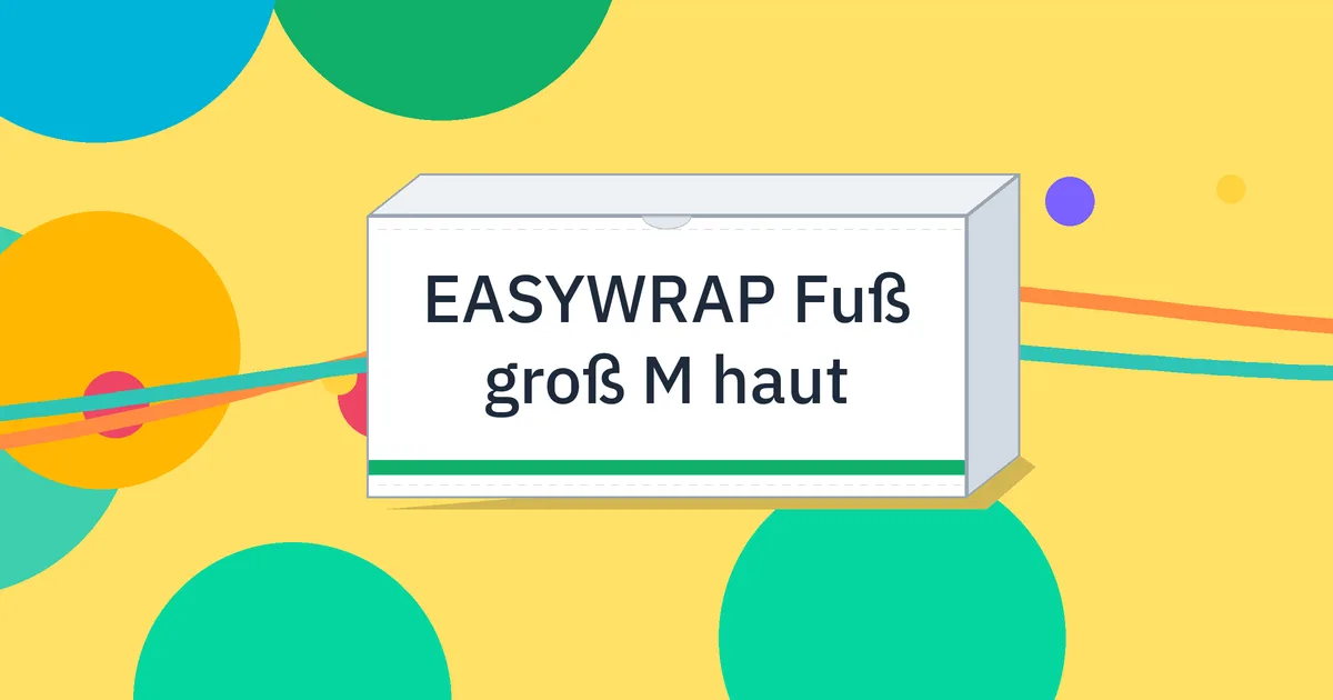 Symbolbild: Packung mit der Aufschrift EASYWRAP Fuß groß M haut (PZN 18748503) – Verfügbarkeit und Bezug in Apotheken in Frankfurt am Main