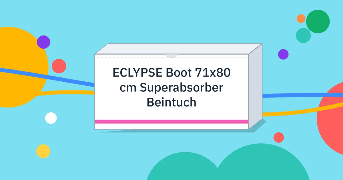 Symbolbild: Packung mit der Aufschrift ECLYPSE Boot 71x80 cm Superabsorber Beintuch (PZN 10018745) – Verfügbarkeit und Bezug in Apotheken in Frankfurt am Main