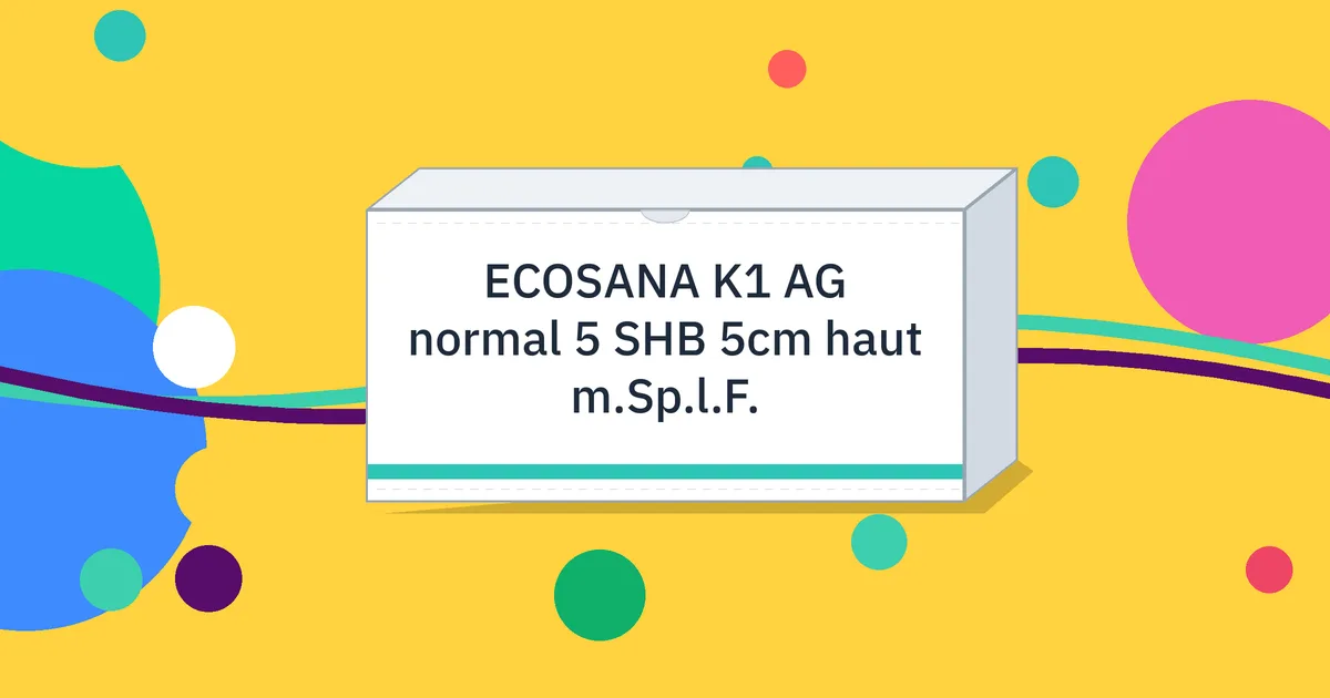 Symbolbild: Packung mit der Aufschrift ECOSANA K1 AG normal 5 SHB 5cm haut m.Sp.l.F. (PZN 04729318) – Verfügbarkeit und Bezug in Apotheken in Frankfurt am Main