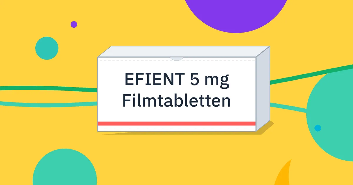 Symbolbild: Packung mit der Aufschrift EFIENT 5 mg Filmtabletten (PZN 09188867) – Verfügbarkeit und Bezug in Apotheken in Frankfurt am Main