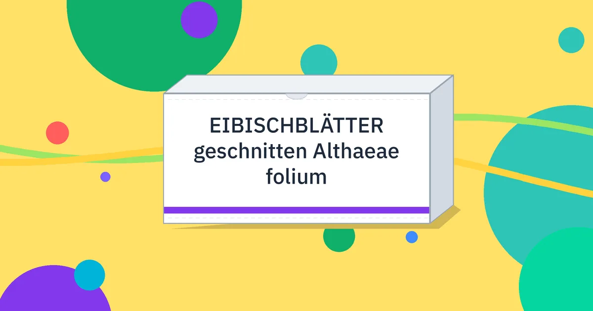 Symbolbild: Packung mit der Aufschrift EIBISCHBLÄTTER geschnitten Althaeae folium (PZN 20953647) – Verfügbarkeit und Bezug in Apotheken in Frankfurt am Main