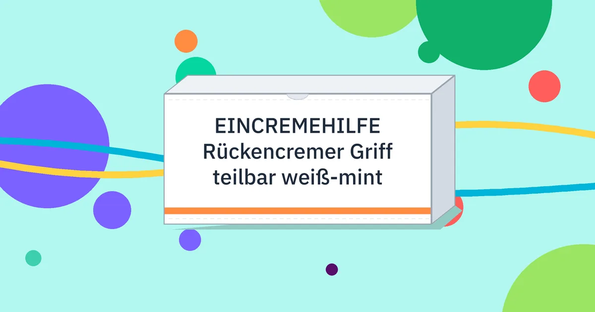 Symbolbild: Packung mit der Aufschrift EINCREMEHILFE Rückencremer Griff teilbar weiß-mint (PZN 17246969) – Verfügbarkeit und Bezug in Apotheken in Frankfurt am Main