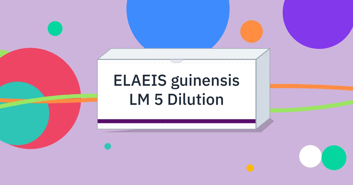 Symbolbild: Packung mit der Aufschrift ELAEIS guinensis LM 5 Dilution (PZN 13469709) – Verfügbarkeit und Bezug in Apotheken in Frankfurt am Main