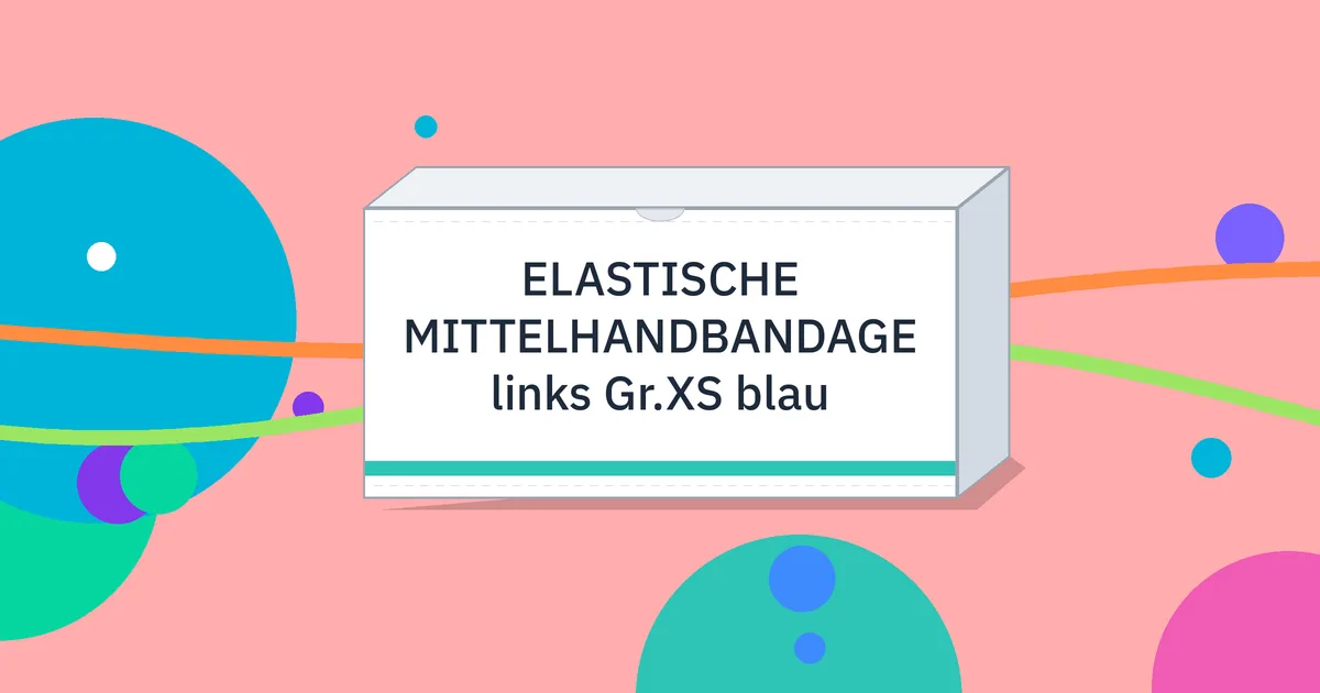 Symbolbild: Packung mit der Aufschrift ELASTISCHE MITTELHANDBANDAGE links Gr.XS blau (PZN 03315690) – Verfügbarkeit und Bezug in Apotheken in Frankfurt am Main