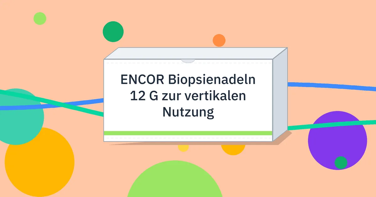 Symbolbild: Packung mit der Aufschrift ENCOR Biopsienadeln 12 G zur vertikalen Nutzung (PZN 03575712) – Verfügbarkeit und Bezug in Apotheken in Frankfurt am Main