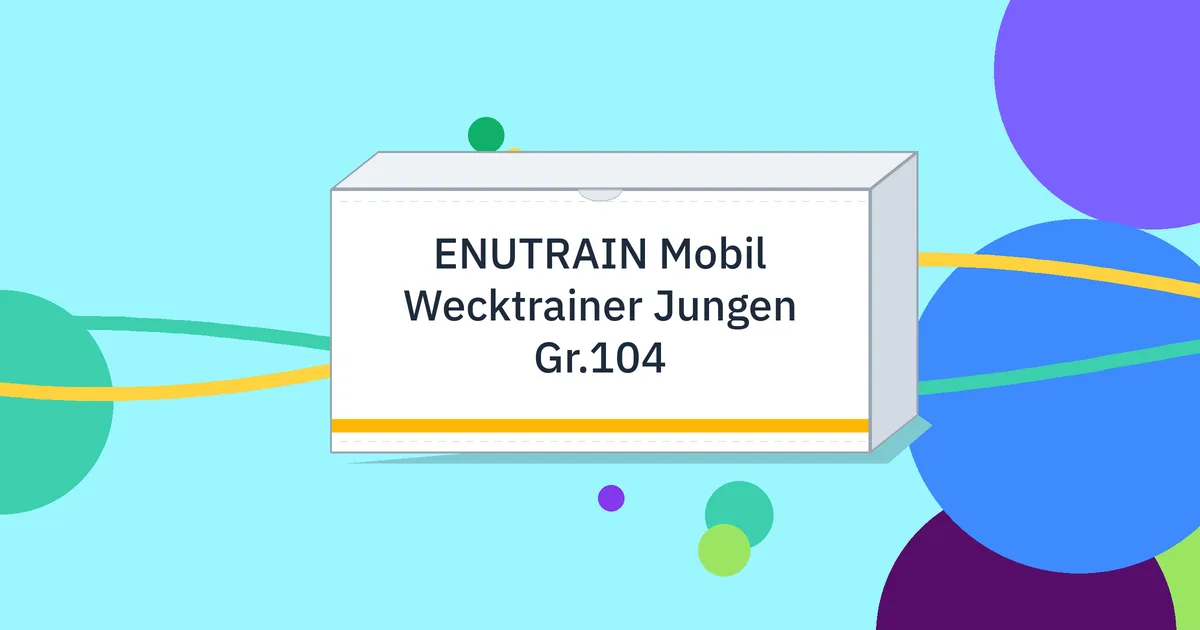Symbolbild: Packung mit der Aufschrift ENUTRAIN Mobil Wecktrainer Jungen Gr.104 (PZN 09200640) – Verfügbarkeit und Bezug in Apotheken in Frankfurt am Main