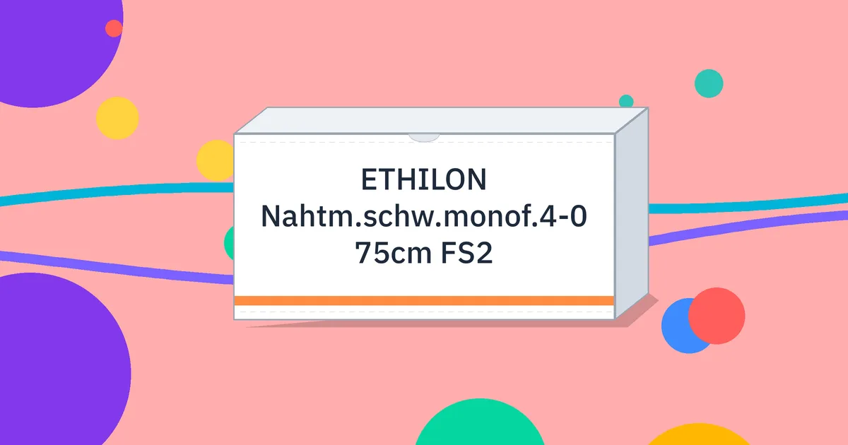 Symbolbild: Packung mit der Aufschrift ETHILON Nahtm.schw.monof.4-0 75cm FS2 (PZN 18793538) – Verfügbarkeit und Bezug in Apotheken in Frankfurt am Main