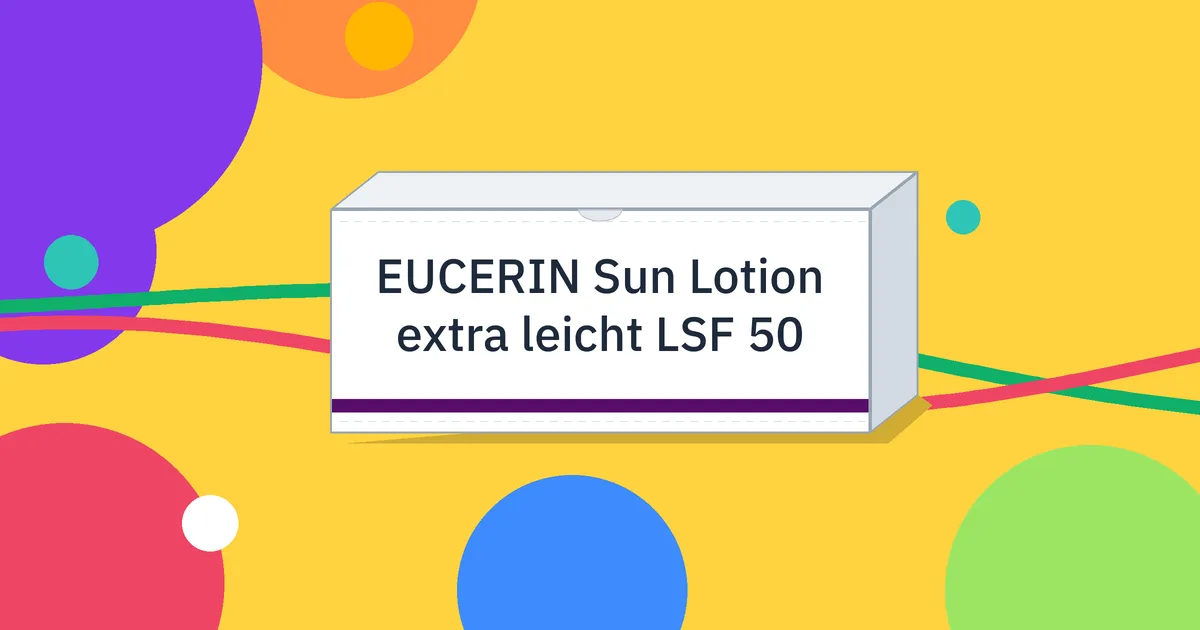 Symbolbild: Packung mit der Aufschrift EUCERIN Sun Lotion extra leicht LSF 50 (PZN 03815725) – Verfügbarkeit und Bezug in Apotheken in Frankfurt am Main