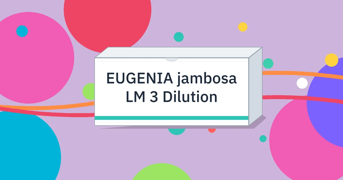 Symbolbild: Packung mit der Aufschrift EUGENIA jambosa LM 3 Dilution (PZN 13480792) – Verfügbarkeit und Bezug in Apotheken in Frankfurt am Main