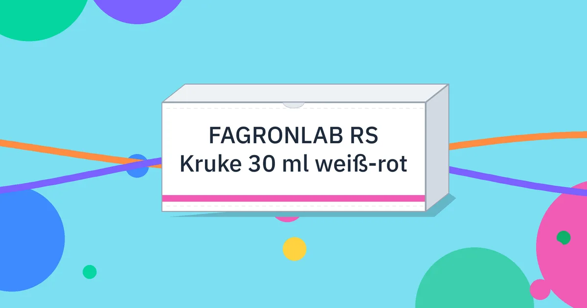 Symbolbild: Packung mit der Aufschrift FAGRONLAB RS Kruke 30 ml weiß-rot (PZN 20362219) – Verfügbarkeit und Bezug in Apotheken in Frankfurt am Main