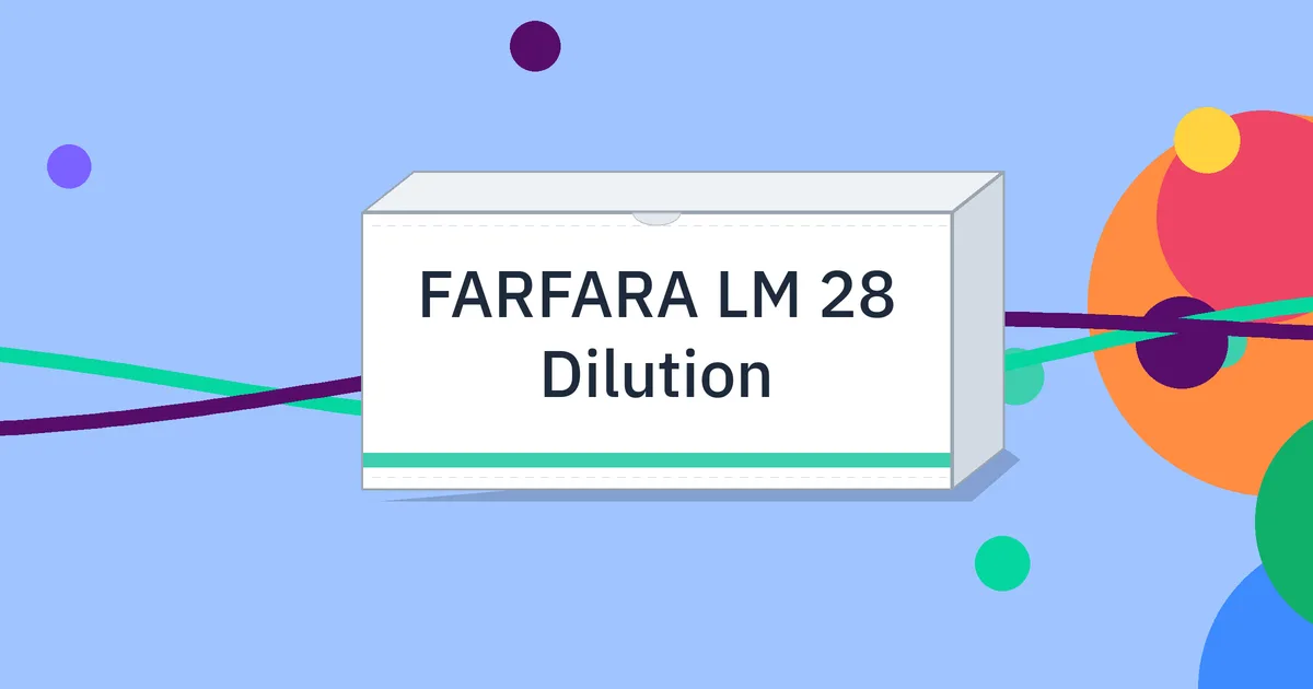 Symbolbild: Packung mit der Aufschrift FARFARA LM 28 Dilution (PZN 13487593) – Verfügbarkeit und Bezug in Apotheken in Frankfurt am Main