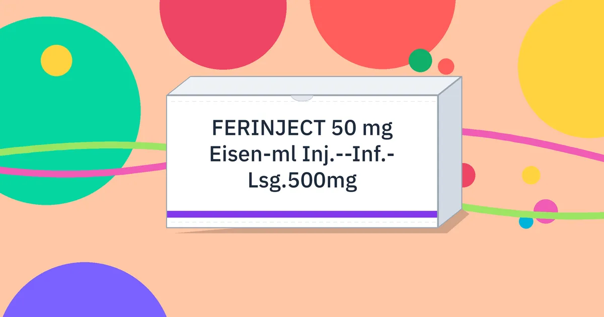 Symbolbild: Packung mit der Aufschrift FERINJECT 50 mg Eisen-ml Inj.--Inf.-Lsg.500mg (PZN 10355129) – Verfügbarkeit und Bezug in Apotheken in Frankfurt am Main