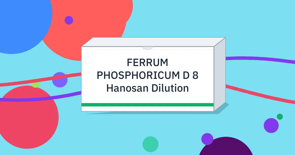 Symbolbild: Packung mit der Aufschrift FERRUM PHOSPHORICUM D 8 Hanosan Dilution (PZN 07431499) – Verfügbarkeit und Bezug in Apotheken in Frankfurt am Main
