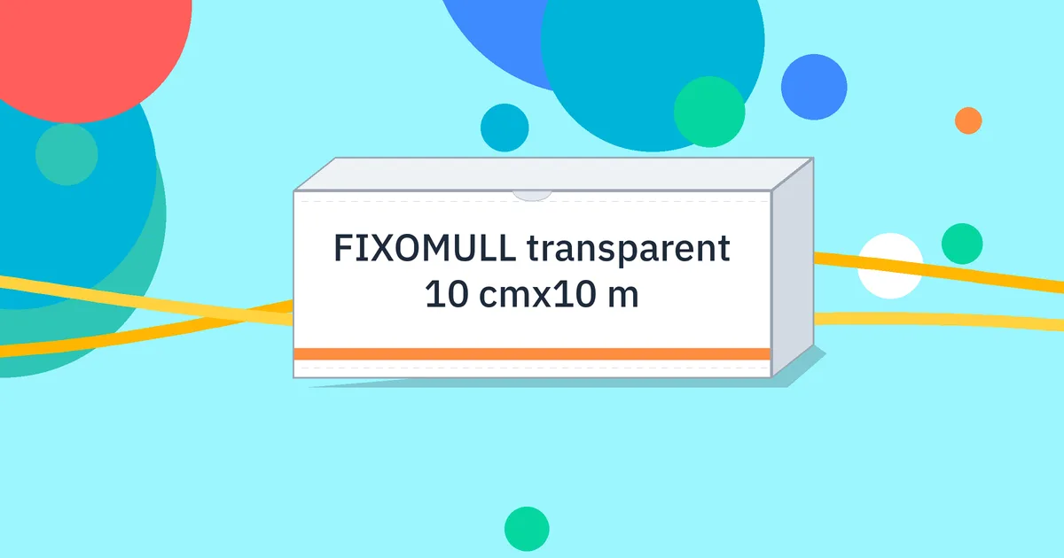 Symbolbild: Packung mit der Aufschrift FIXOMULL transparent 10 cmx10 m (PZN 17847628) – Verfügbarkeit und Bezug in Apotheken in Frankfurt am Main