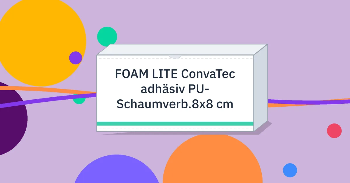 Symbolbild: Packung mit der Aufschrift FOAM LITE ConvaTec adhäsiv PU-Schaumverb.8x8 cm (PZN 14268858) – Verfügbarkeit und Bezug in Apotheken in Frankfurt am Main