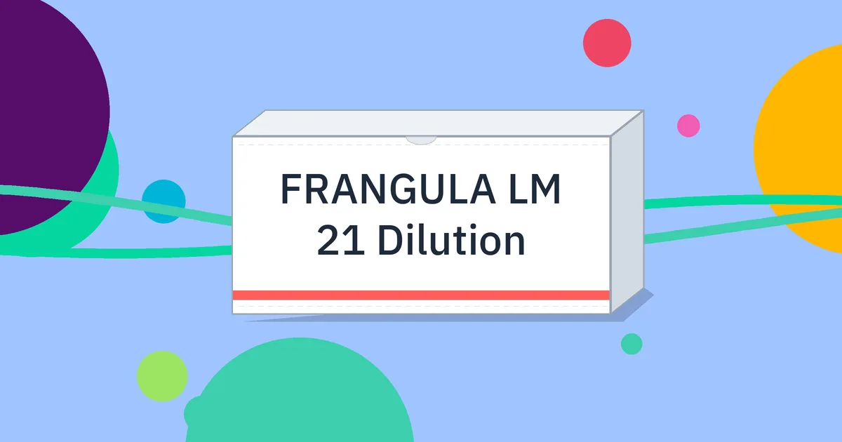 Symbolbild: Packung mit der Aufschrift FRANGULA LM 21 Dilution (PZN 12874520) – Verfügbarkeit und Bezug in Apotheken in Frankfurt am Main